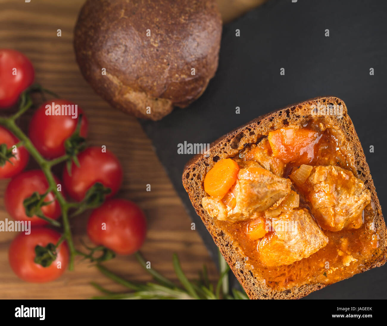 Beef goulash with pastries hi-res stock photography and images - Alamy