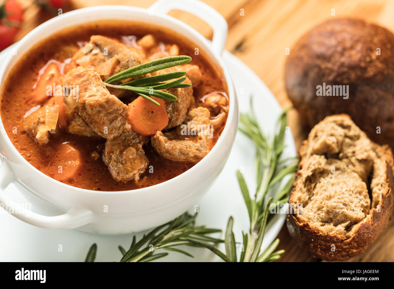 Beef goulash with pastries hi-res stock photography and images - Alamy