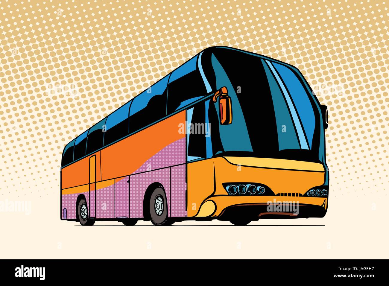 tourist bus, public transport. Pop art retro vector illustration Stock ...