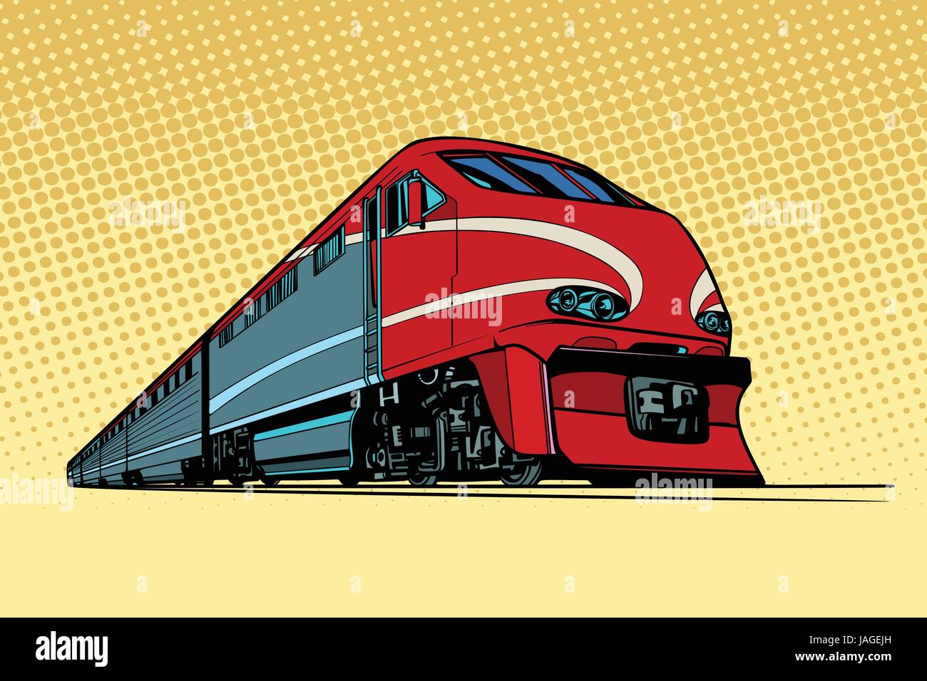 high speed passenger train. Passenger rail transport. Pop art retro ...