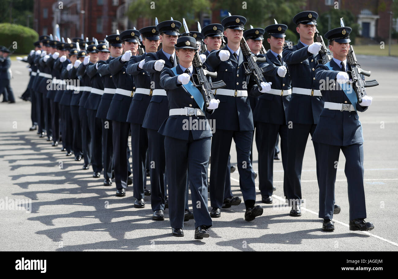 Graduating Air Cadets march during their passing out parade during a ...