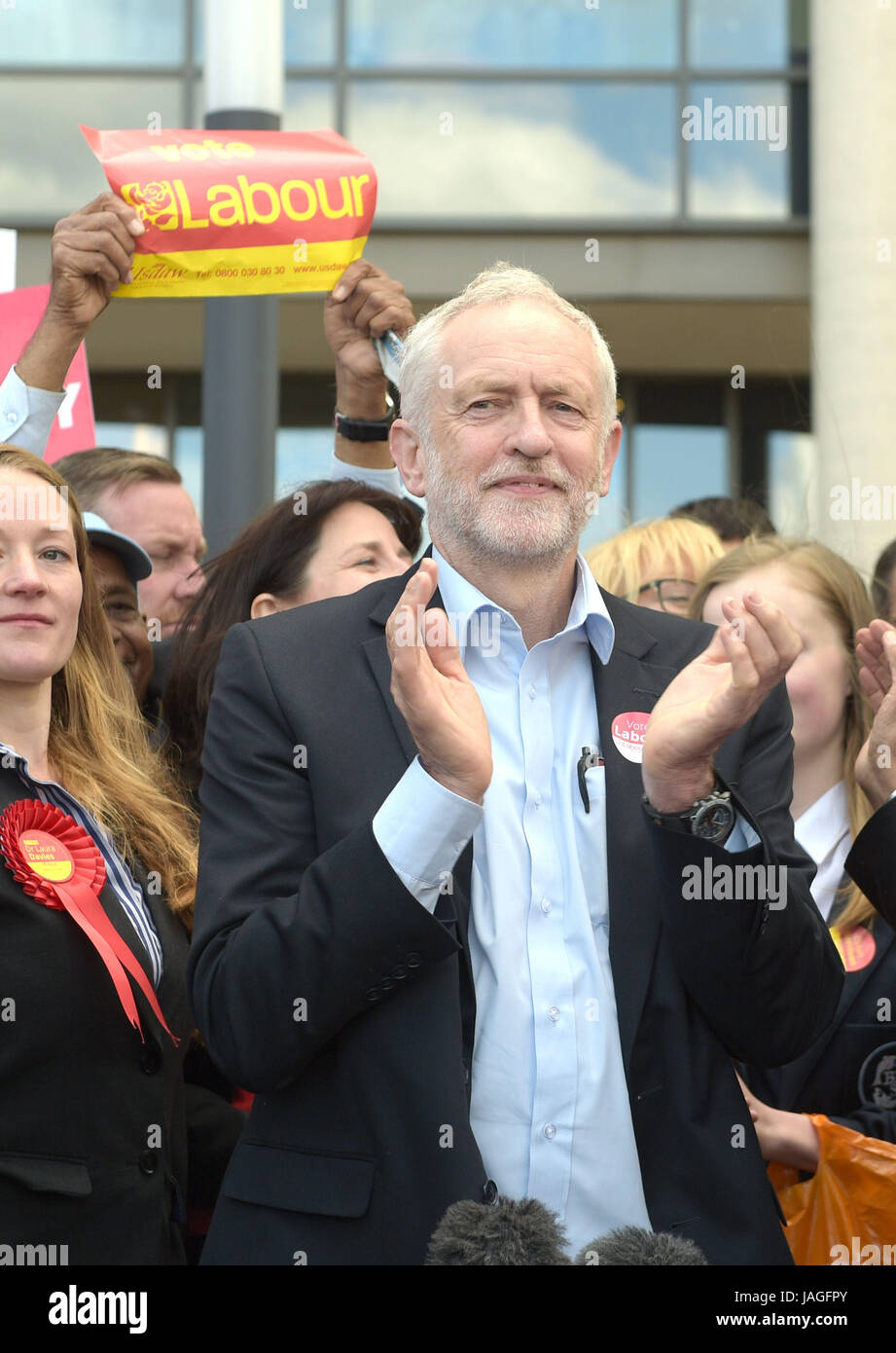 Labour leader Jeremy Corbyn after he gave a stump speech during General ...