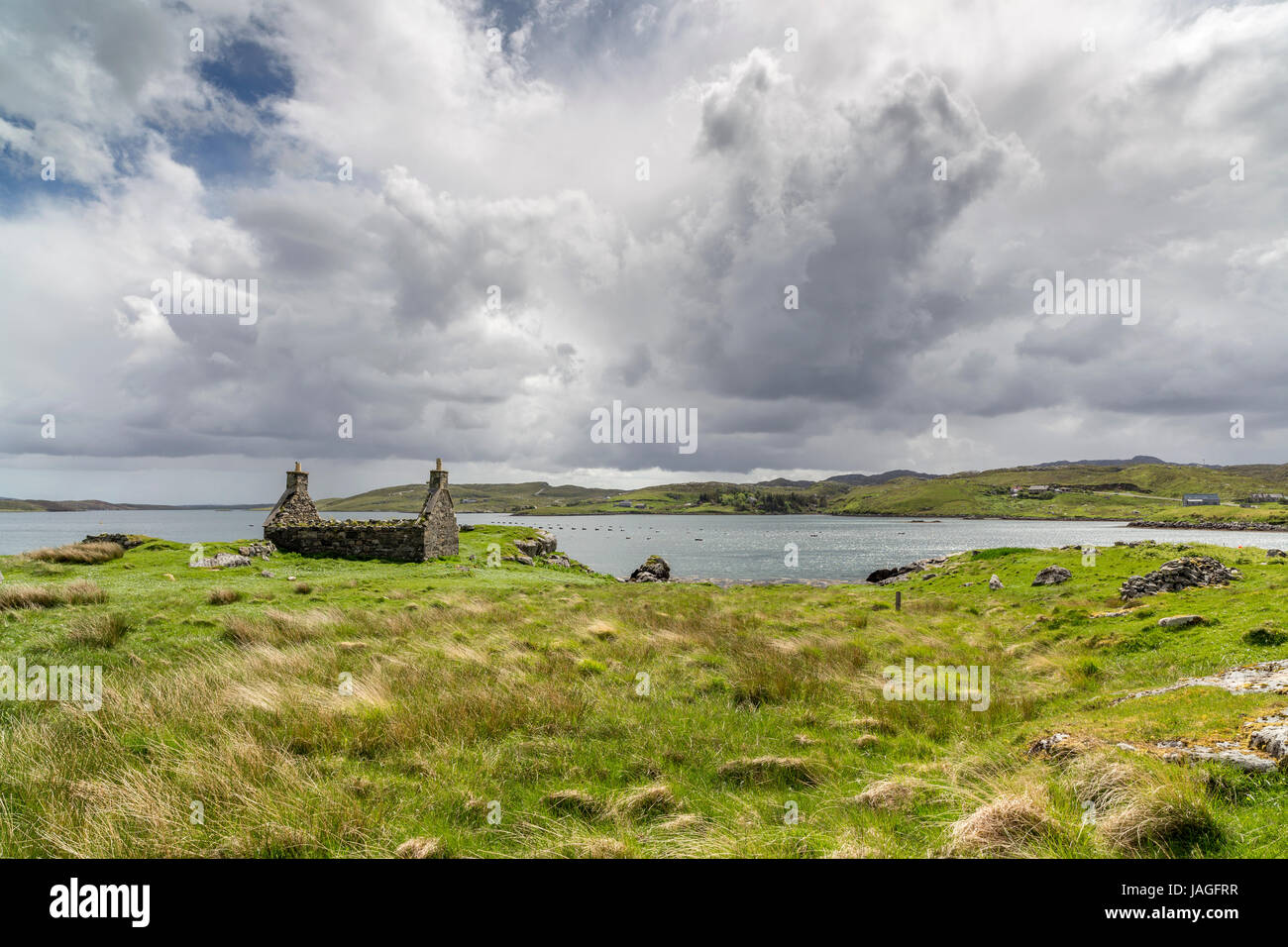 Old abandoned crofthouse, Island of Great Bernera, isle of Lewis ...