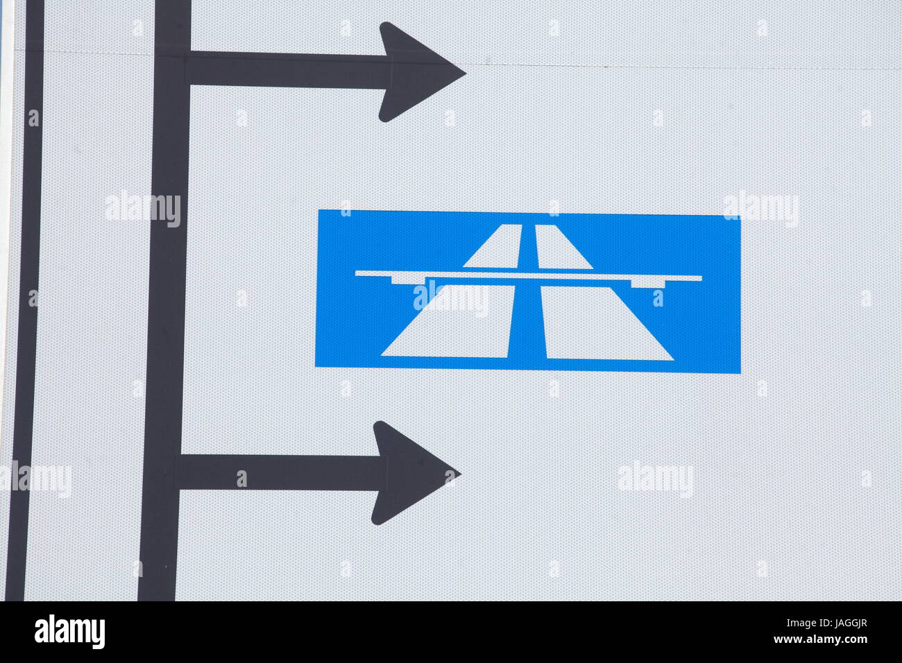 Sign, signpost to highway Stock Photo - Alamy