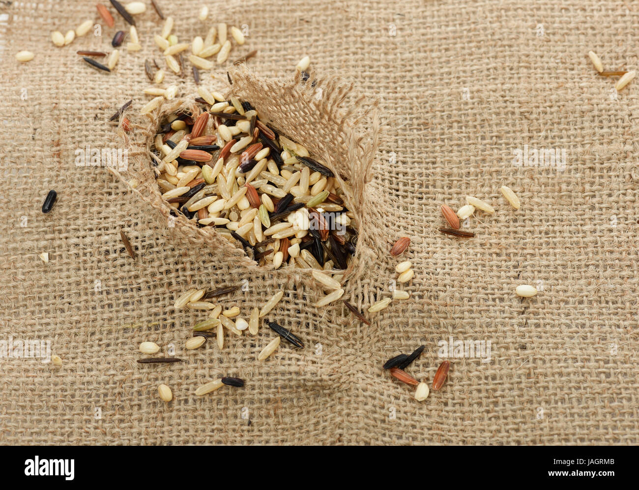 Hole In A Rice Sack,Close Up Stock Photo - Alamy