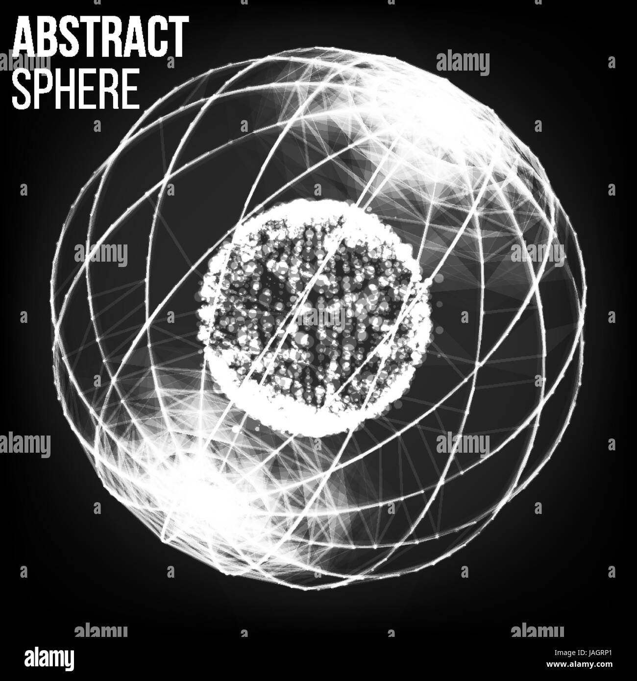 Big Data Visualization Abstract Vector Background Dots Array And Lines Abstract Sphere Shape