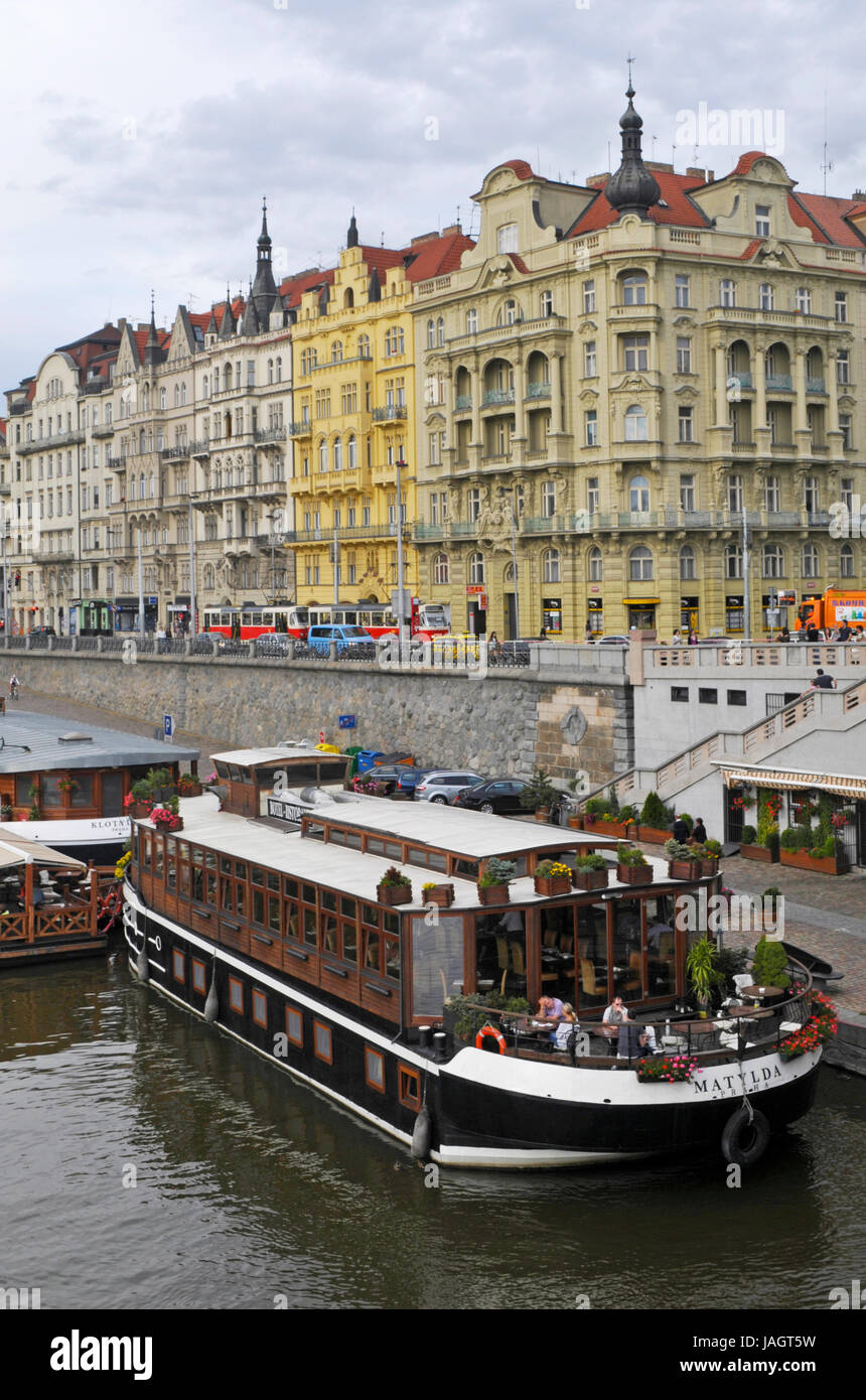 boat restaurant Botel Matylda on the Vltava river, Prague Stock Photo ...