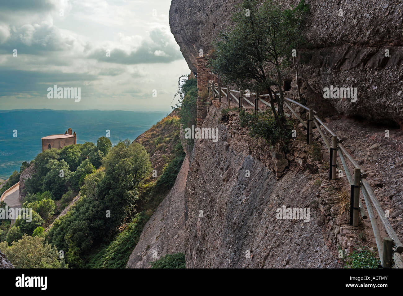 View of small Chapel and Shrine on the pathway in the mountains of ...
