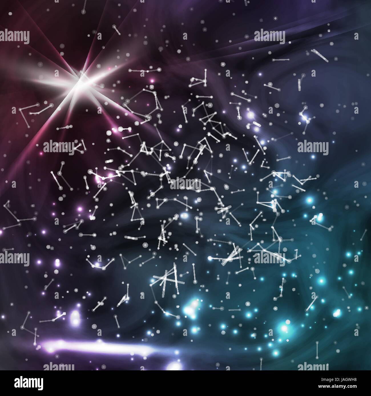 Cosmic Constellations Background Vector. Abstract Magic Space Stock ...