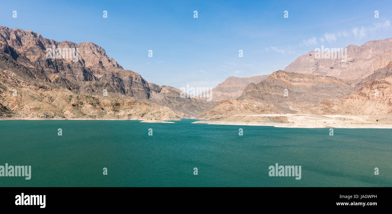 Lake of Wadi Dayqah Dam, the largest in Oman, controls floods, supports ...