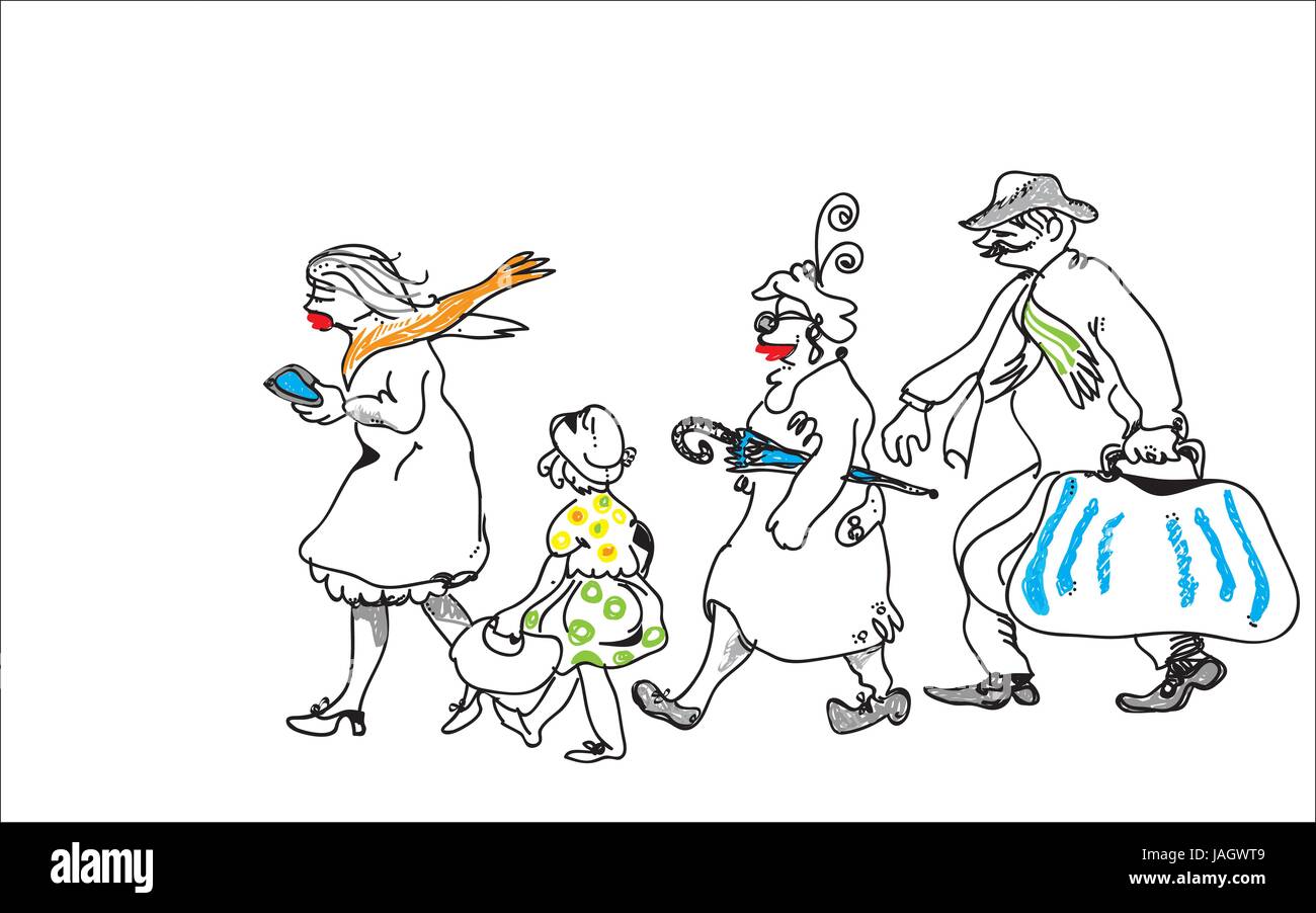 Family walking mother children Cut Out Stock Images & Pictures - Alamy