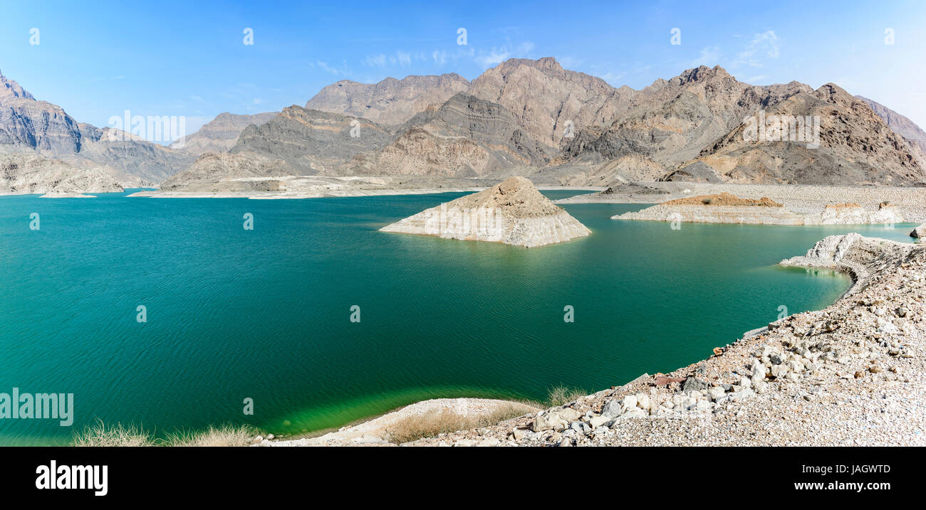 Lake of Wadi Dayqah Dam, the largest in Oman, controls floods, supports ...