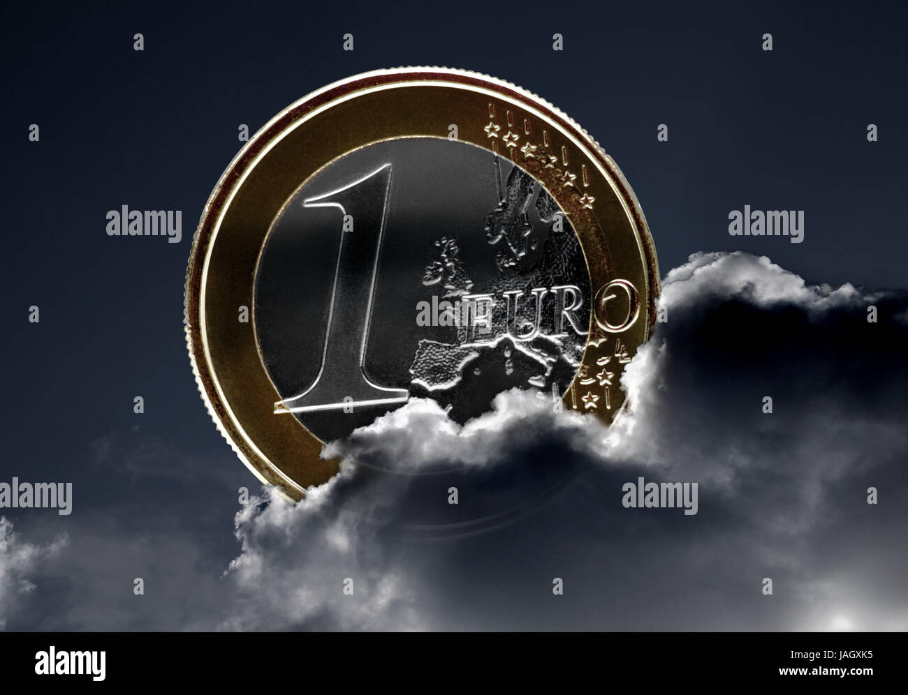 Cloudy sky,1 euro of coin,euro,€,euro coin,monetary coin,money,coin,the ...