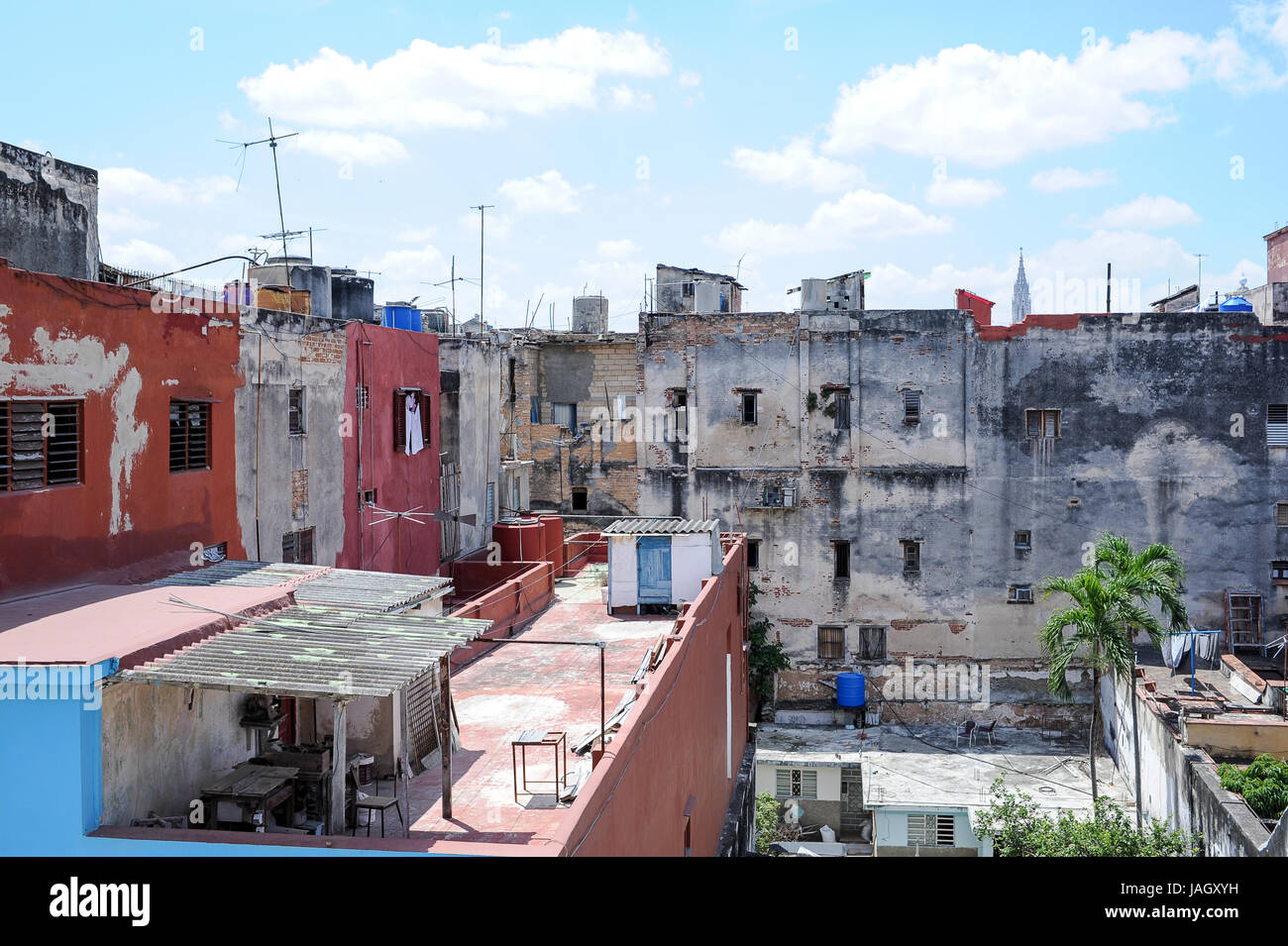 Scenic view of crumbling buildings in havana from the famous terrace of ...