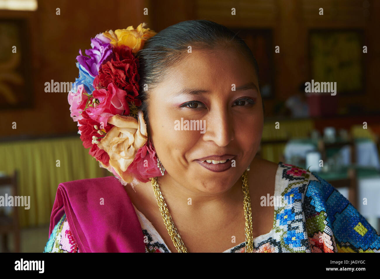 Mexico,Yucatan,portrait of young Maya woman Stock Photo - Alamy