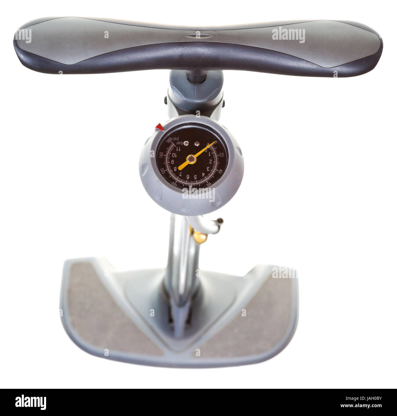 top view of manual air pump with manometer isolated on white background ...