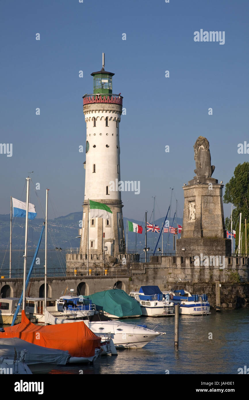 New lighthouse in Lindau,Lake of Constance,west Allgäu,Allgäu,Swabian ...