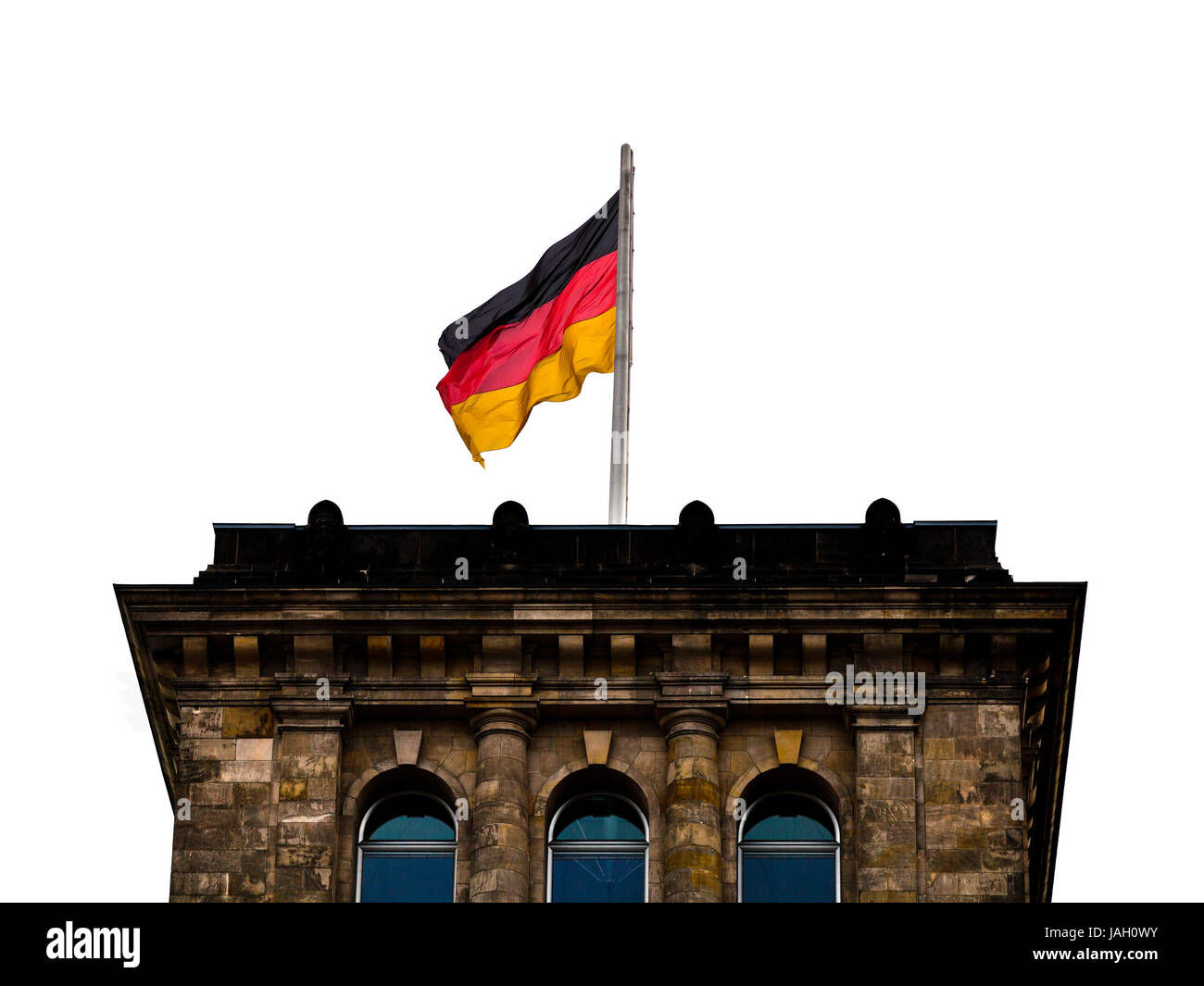 Flag of Germany over Reichstag building tower in Berlin Stock Photo - Alamy