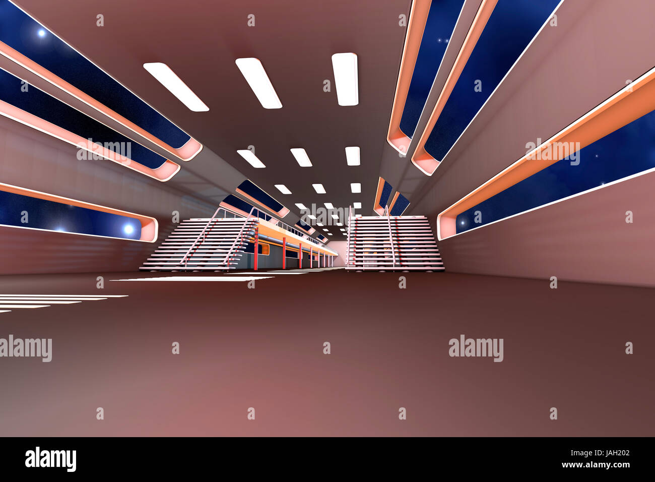 Space station Interior. 3D Architecture visualization Stock Photo - Alamy