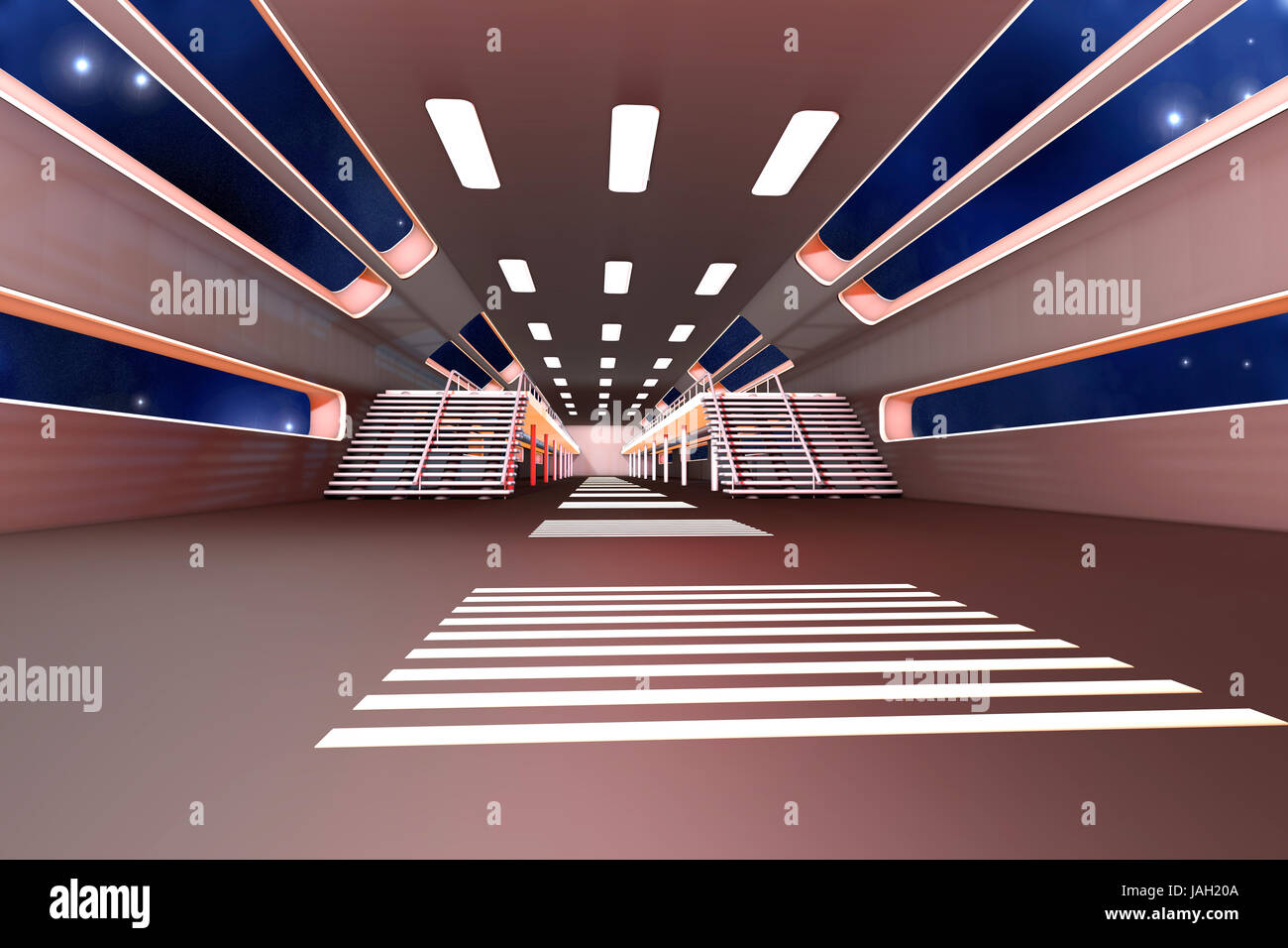Space station Interior. 3D Architecture visualization Stock Photo - Alamy