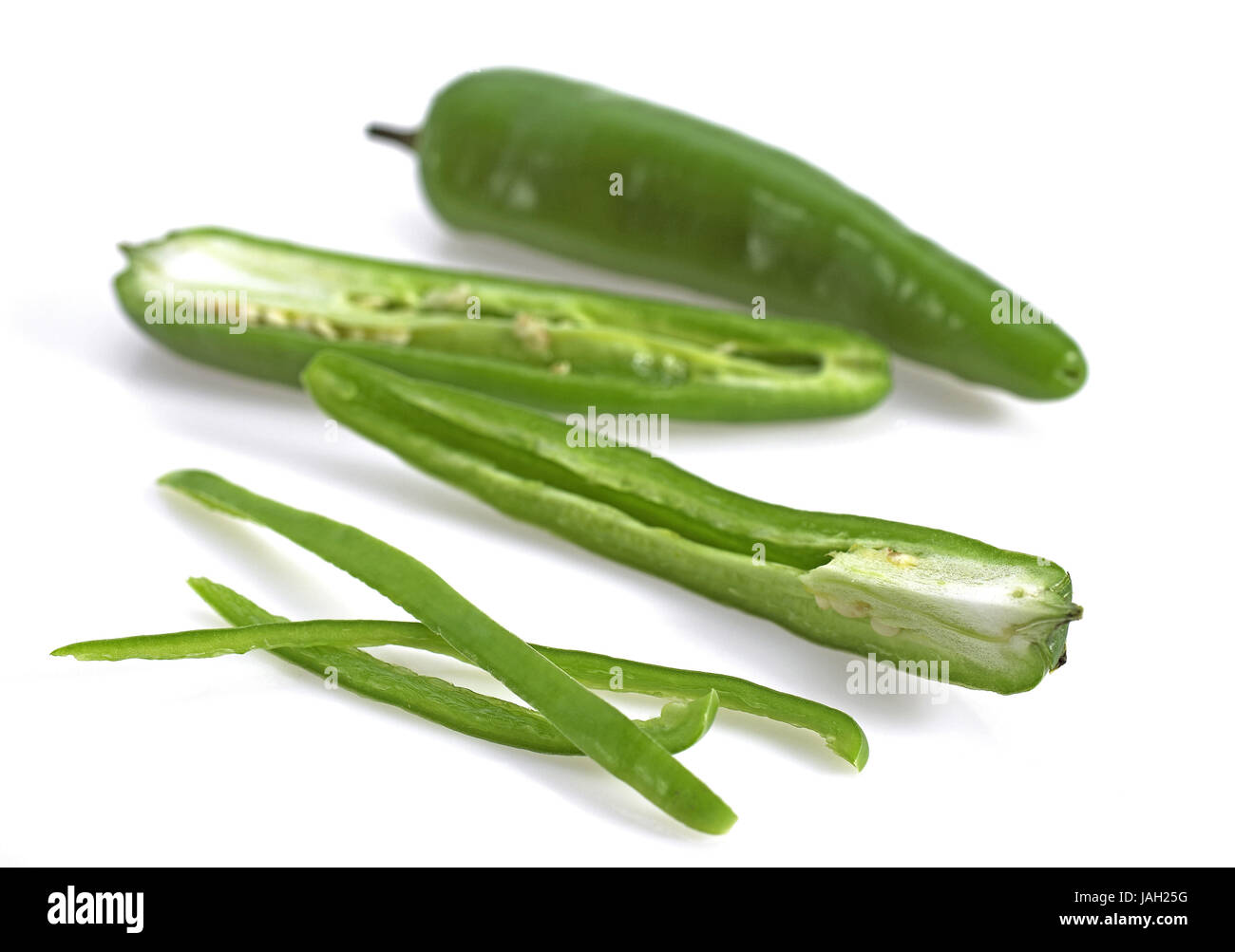 Green chilli paprika,Capsicum sp.,white background Stock Photo - Alamy