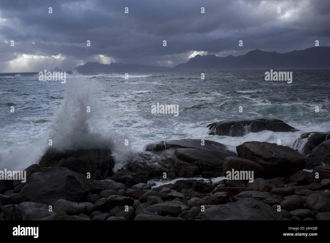 Evening mood in the Djupfjord with Henningsver,Lofoten,Norway Stock ...