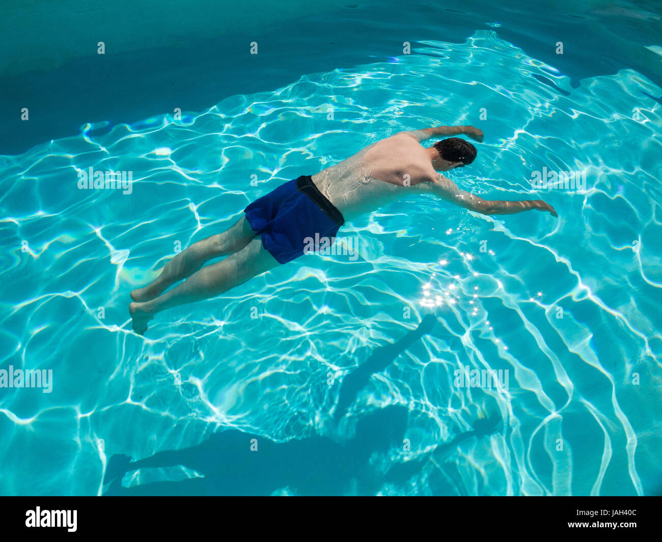 Motionless body of swimmer (drowned?), floating in swimming pool ... Motionless body of swimmer (drowned?), floating in swimming pool ...