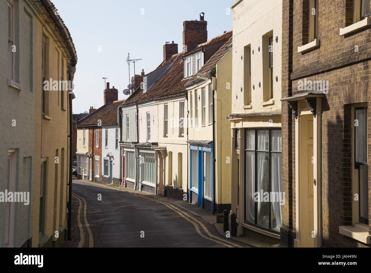 The High Street at Wells-next-the-Sea on the north Norfolk coast, UK ...