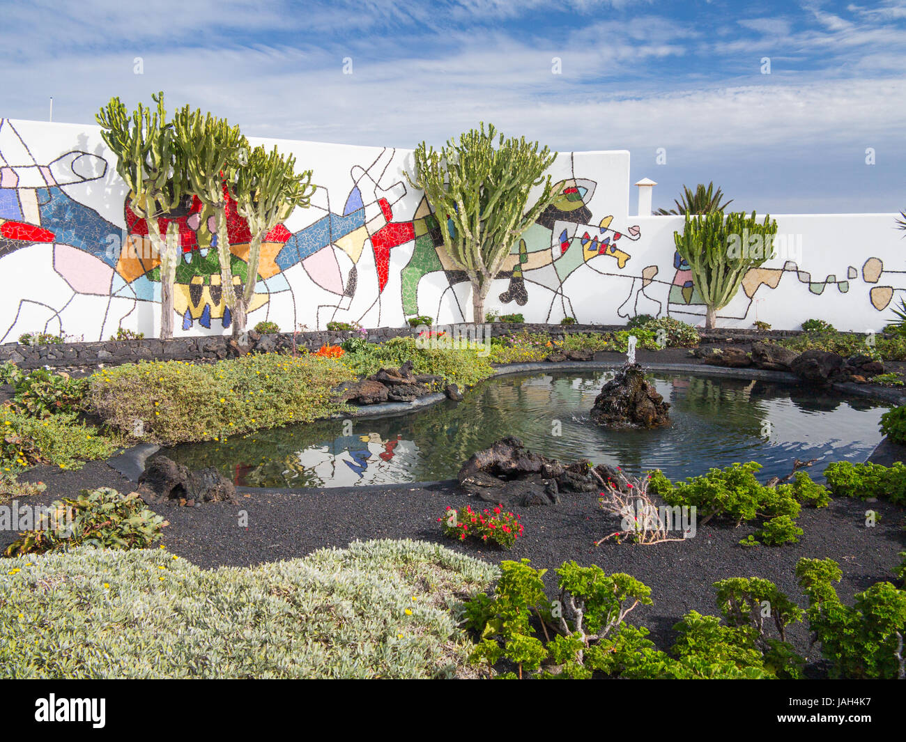 Interior garden and mural at the House-Museum of Cesar Manrique in ...