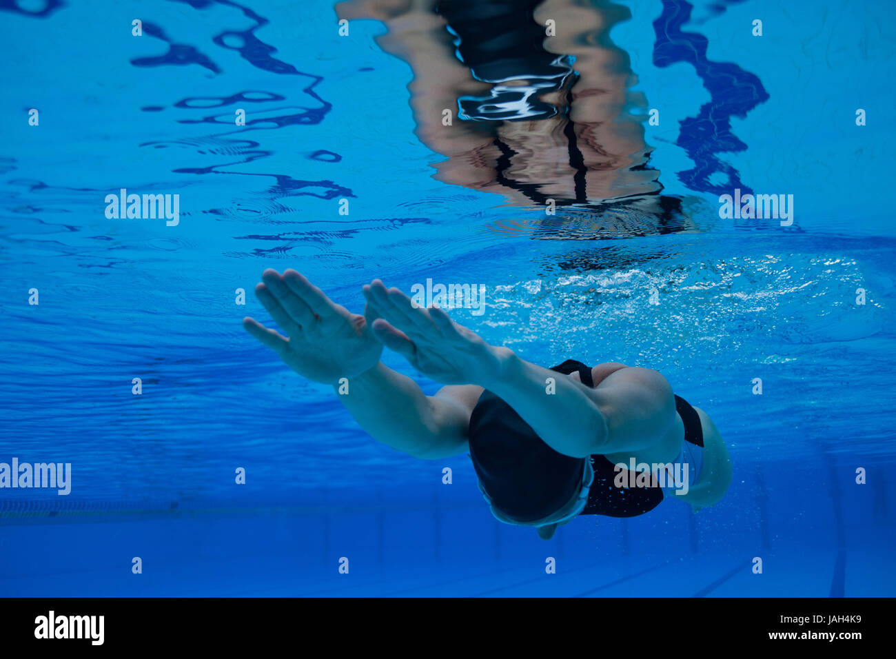 Female swimmer diving underwater in swimming pool Stock Photo - Alamy