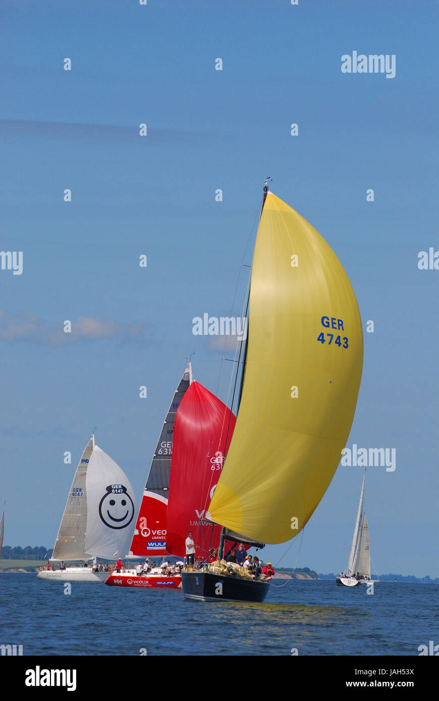 Germany,Schleswig - Holstein,Kiel bay,sailing ships,spinnakers Stock ...