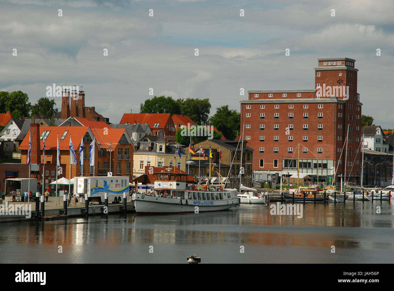 Germany,Schleswig - Holstein,Kappeln,tench,bank promenade,fishing port ...