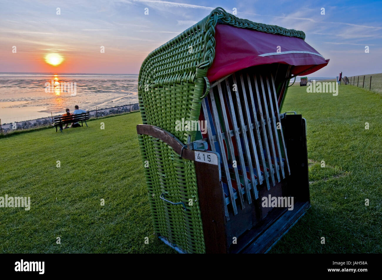 Germany,Schleswig - Holstein,Pellworm,watt,beach,beach chairs Stock ...