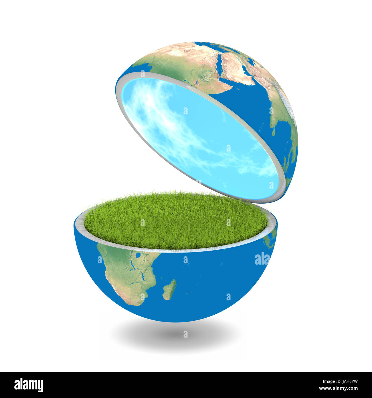 Opening planet Earth isolated on white background, concept of ecology ...