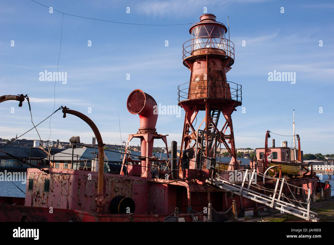 North Carr Lightship berthed in the Victoria Dock. Dundee, Scotland ...