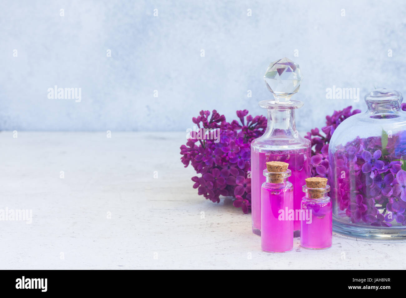 Lilac essence vials Stock Photo - Alamy