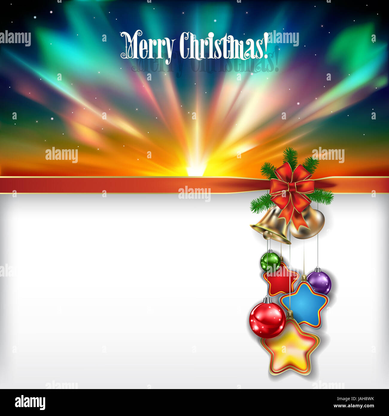 Abstract Christmas background with handbells and decorations Stock ...
