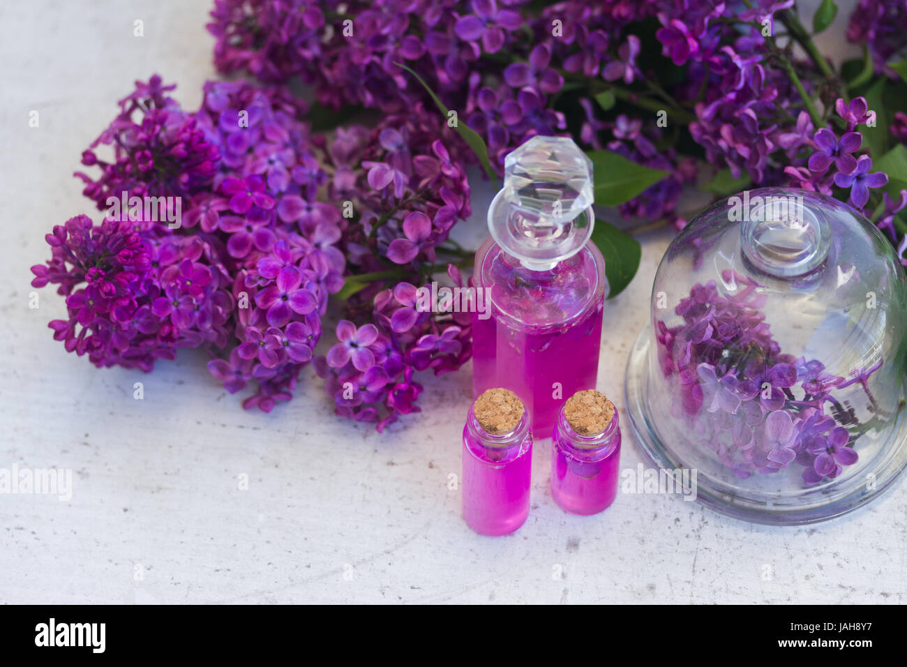Lilac essence vials Stock Photo - Alamy