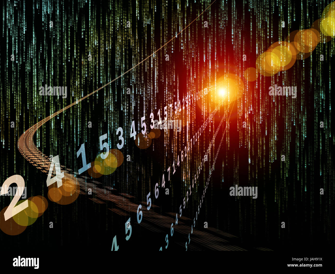 Digital Streams series. Backdrop design of numbers, lights and design ...