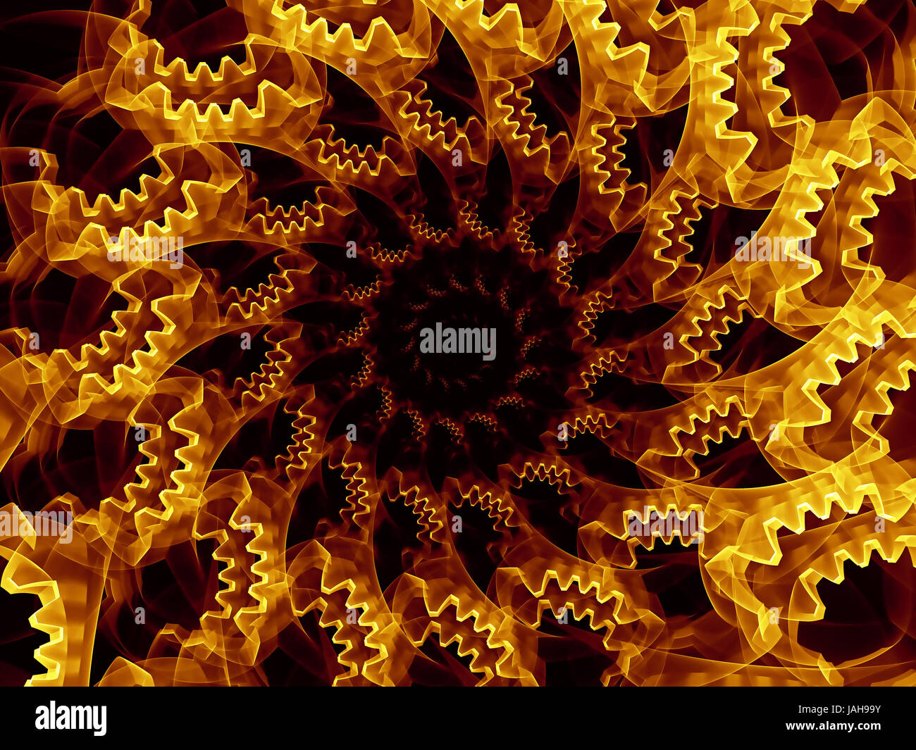 Golden Gears series. Background of golden fractal gear elements for ...