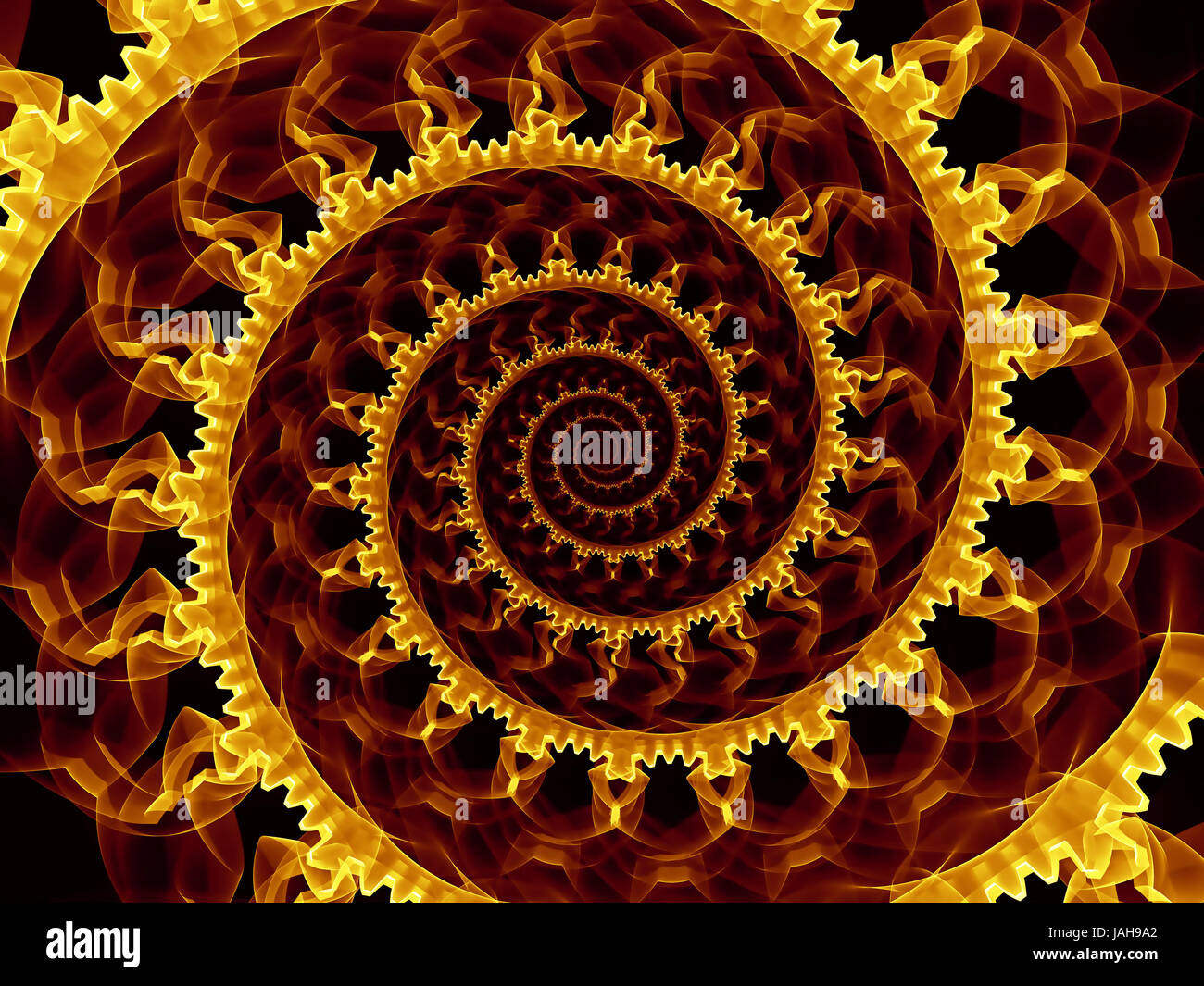 Golden Gears series. Background of golden fractal gear elements for ...