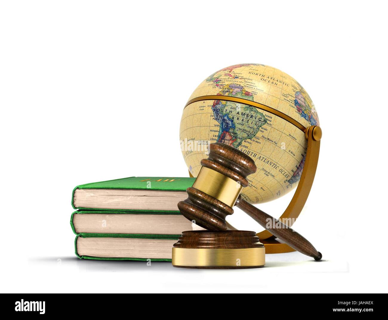 Books of Law with Gavel and Antique Globe Stock Photo - Alamy