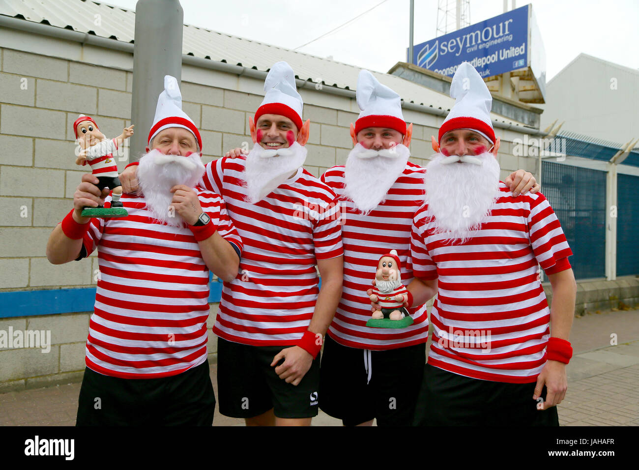 Doncaster Rovers fans in fancy dress arrive for the match Stock Photo ...