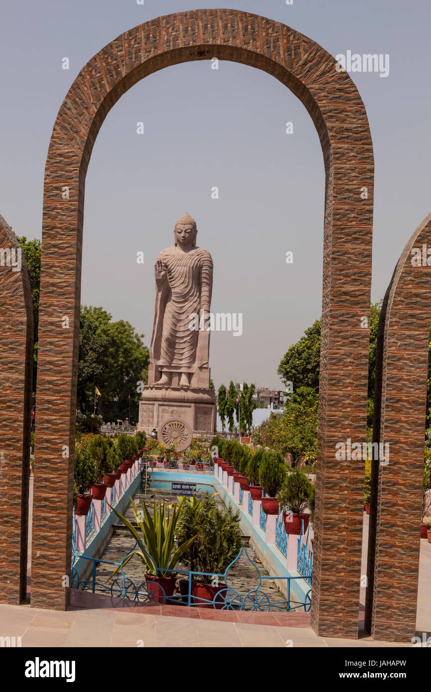 Large 80 foot Lord Buddha Statue standing in Sarnath,Indiamade to of ...