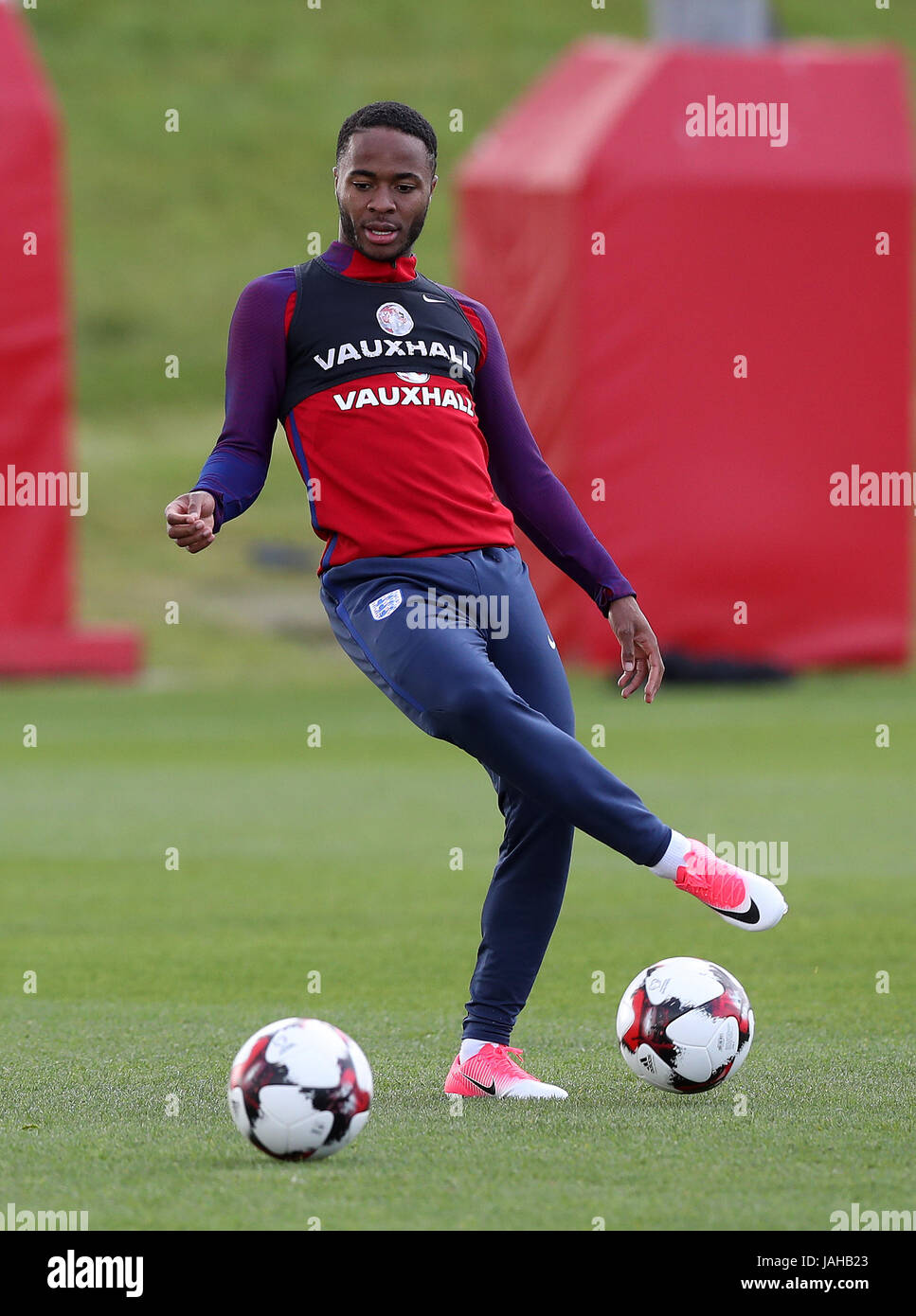 England's Raheem Sterling during the training session at St George's ...