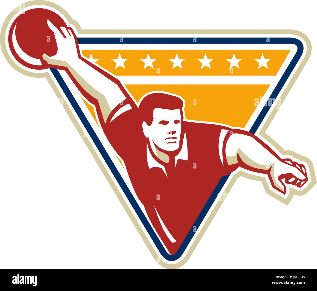 Illustration of a ten-pin bowler ready to throw bowling ball viewed ...