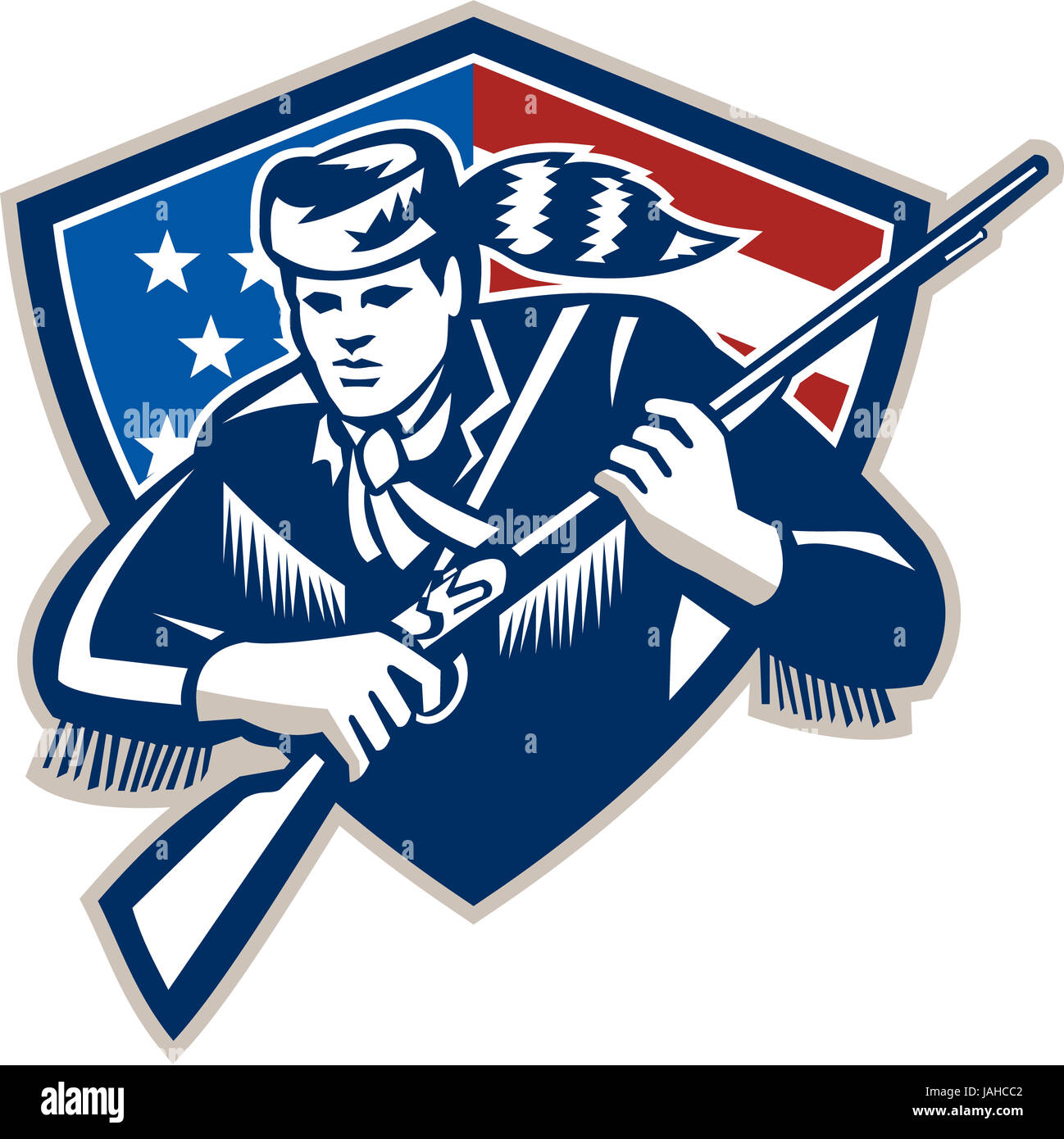 Illustration of an American Patriot frontiersman colonist settler ...