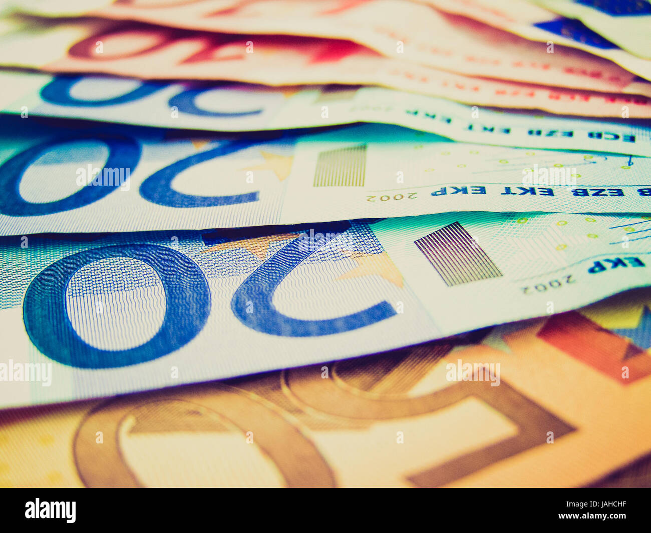 Vintage looking Detail of Euro banknotes money - European currency ...