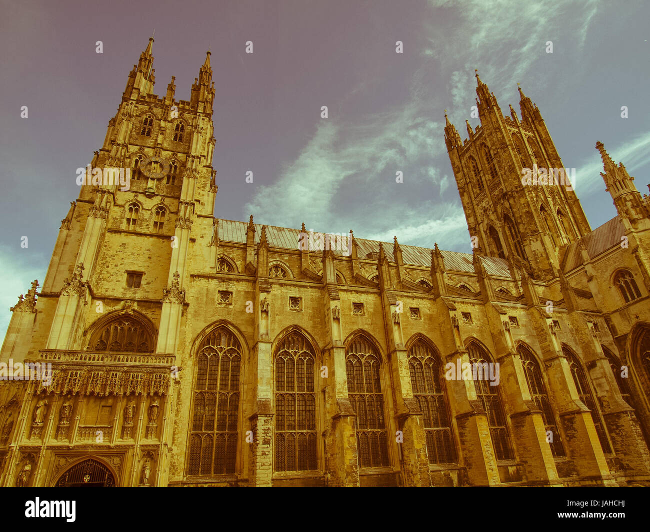 Vintage look The Canterbury Cathedral in Kent England UK Stock Photo ...