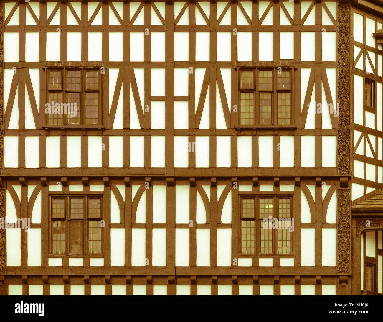 Vintage look Ancient wooden frame Tudor building in Coventry, UK Stock ...